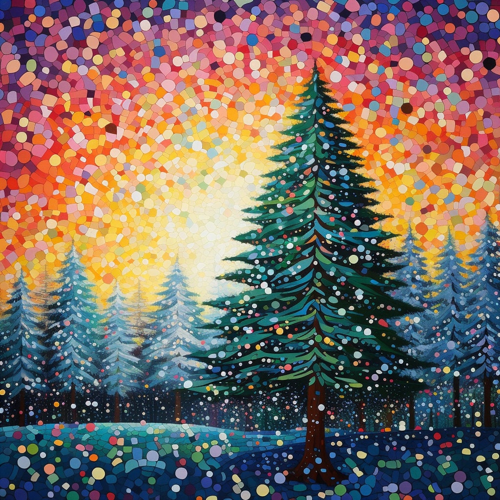 4 Pointillism Digital Christmas Tree Images! - Etsy