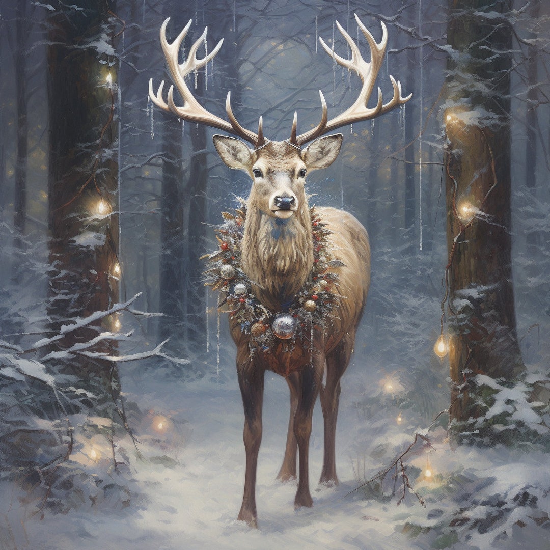 5 Majestic Christmas Stag Deer - Digital Images - Etsy