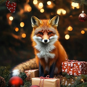 4 Gorgeous Christmas Fox Digital Images, Unique One-of-a-kind! - Etsy