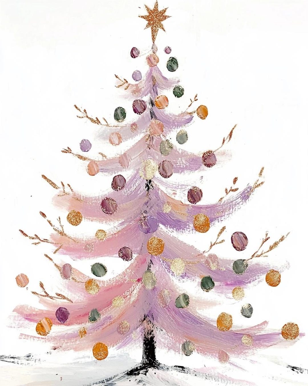 4 Pastel Christmas Tree Digital Images, Wall Art, Crafts, Print - Etsy