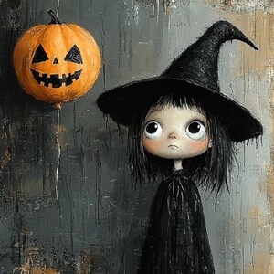 6 Adorable Big Eyes Halloween Witches Digital Images - Etsy