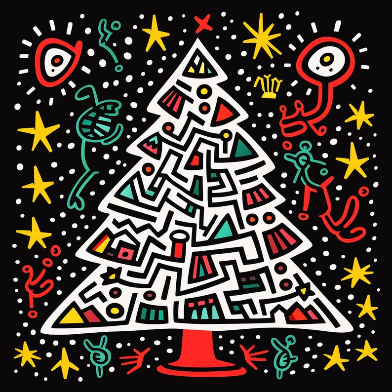 4 Keith Haring Inspired Digital Christmas Images - Etsy