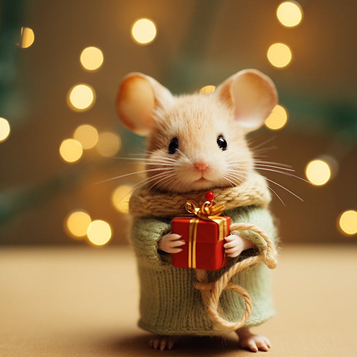 I Got You a Present! 4 Adorable Christmas Mice - Digital Images - Etsy