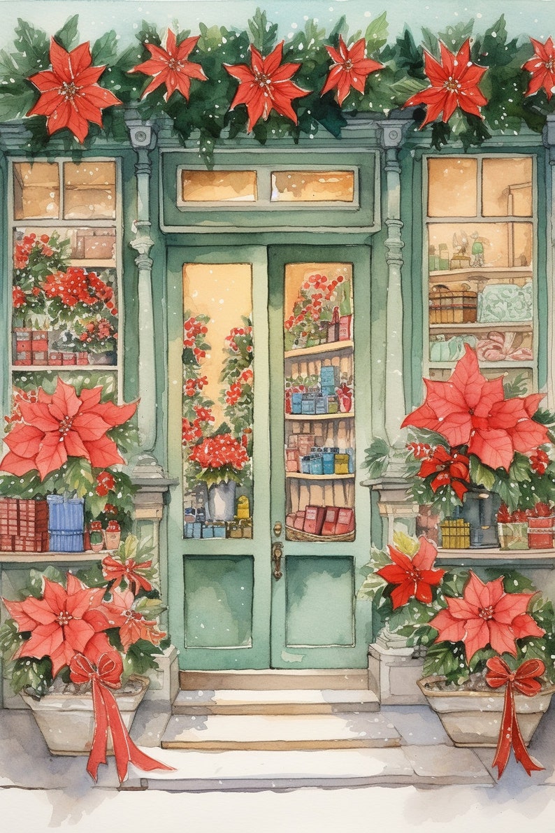 4 Christmas Flower Shop Digital Images! - Etsy