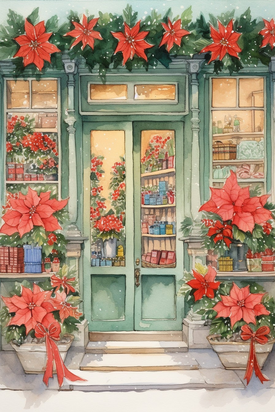 4 Christmas Flower Shop Digital Images! - Etsy