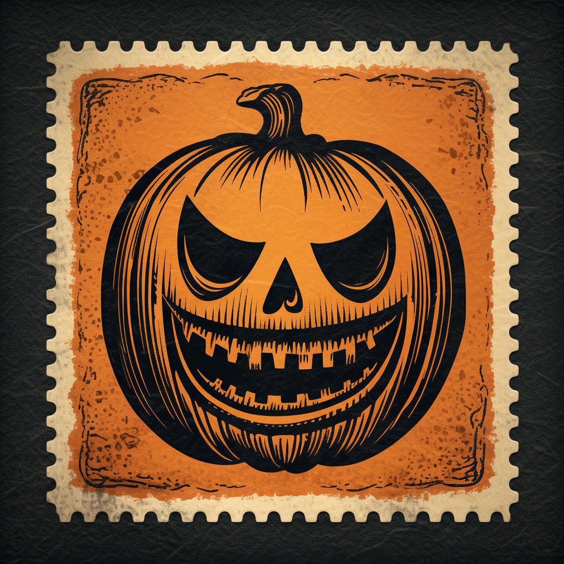 Four Spooky Halloween Stamps - Digital Images! - Etsy