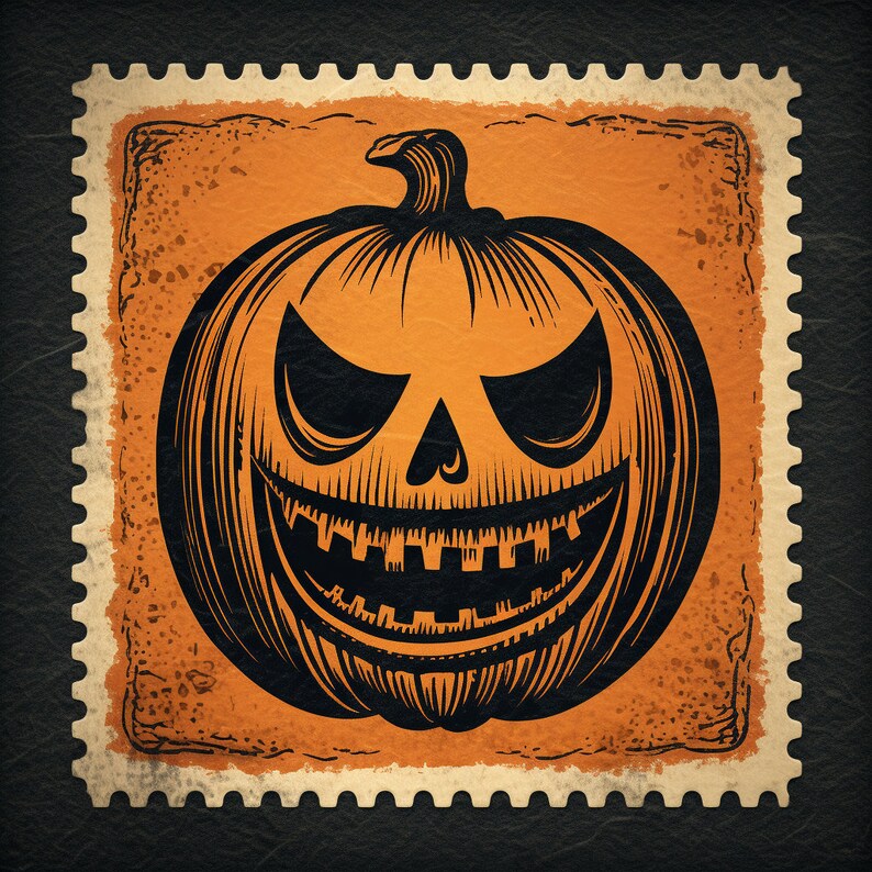 Four Spooky Halloween Stamps - Digital Images! - Etsy