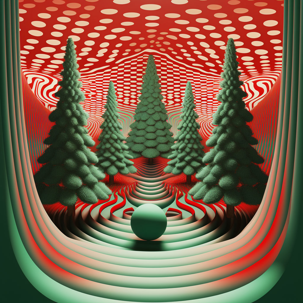 4 Op Art Optical Illusion Christmas Tree Scenes - Etsy