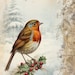 4 Lovely Victorian Christmas Robins - Digital Images - Etsy