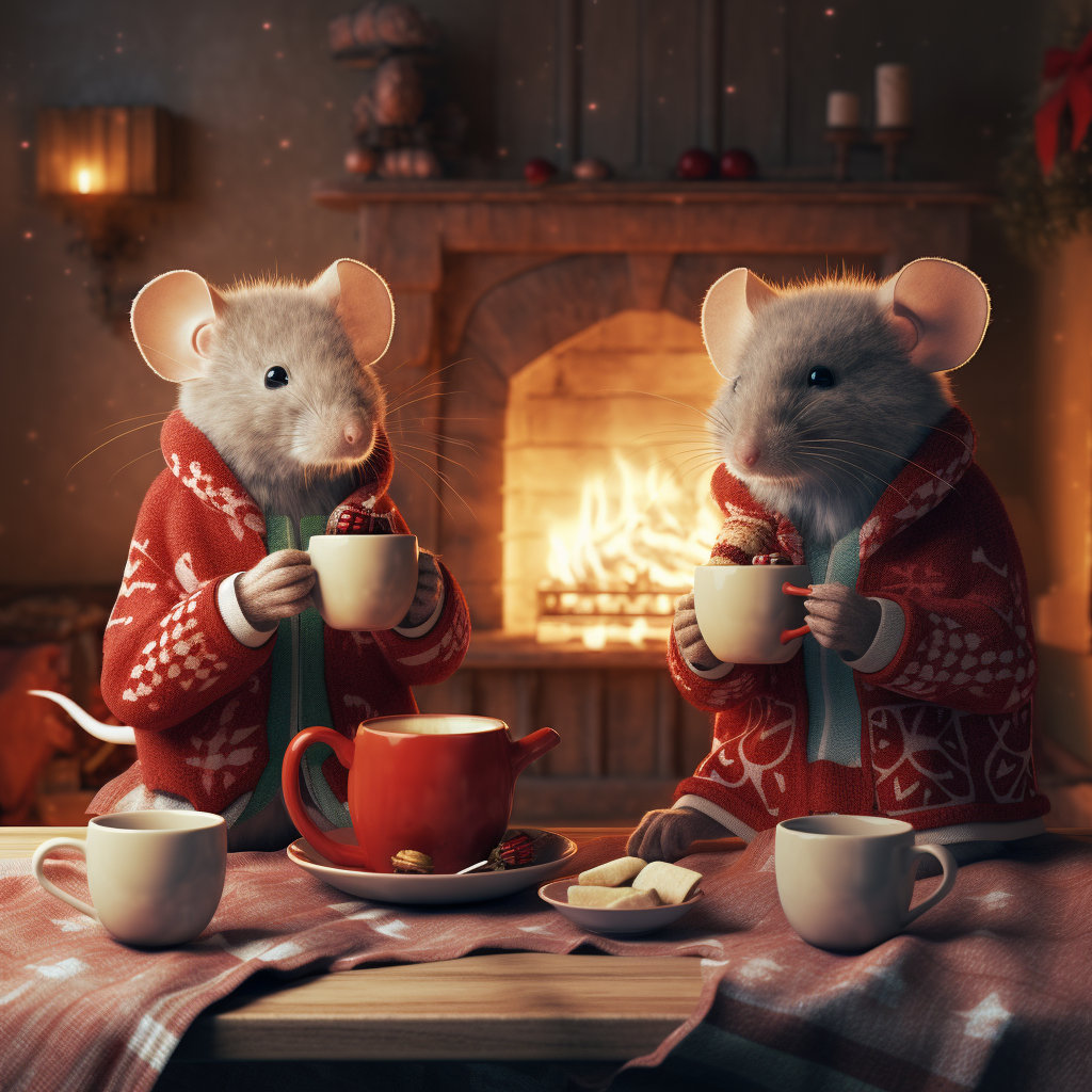 AI WEAR 5 Merry Holiday Mice at Teatime - Etsy