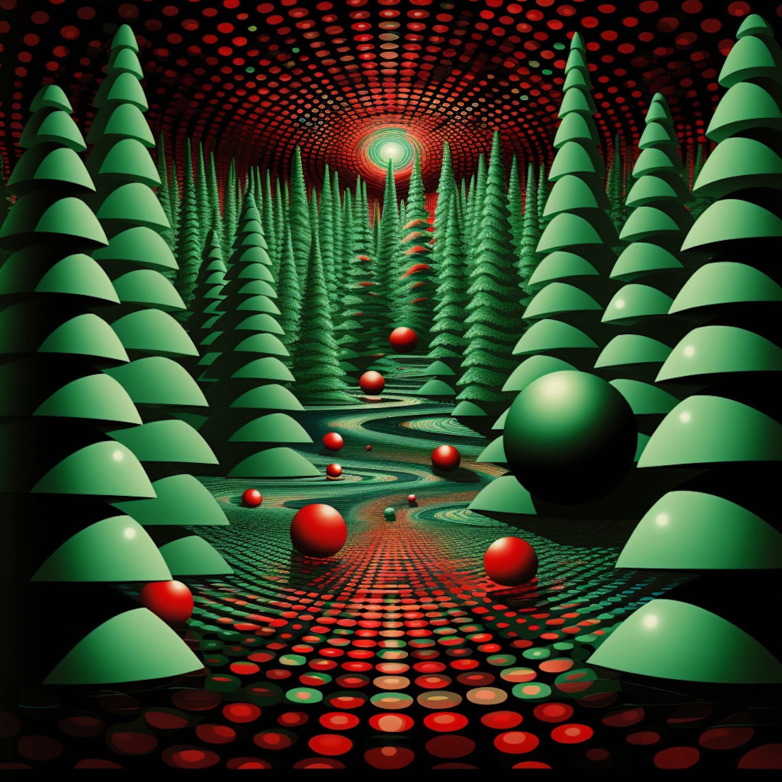 4 Op Art Optical Illusion Christmas Tree Scenes - Etsy