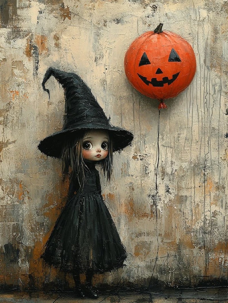 6 Adorable Big Eyes Halloween Witches Digital Images - Etsy