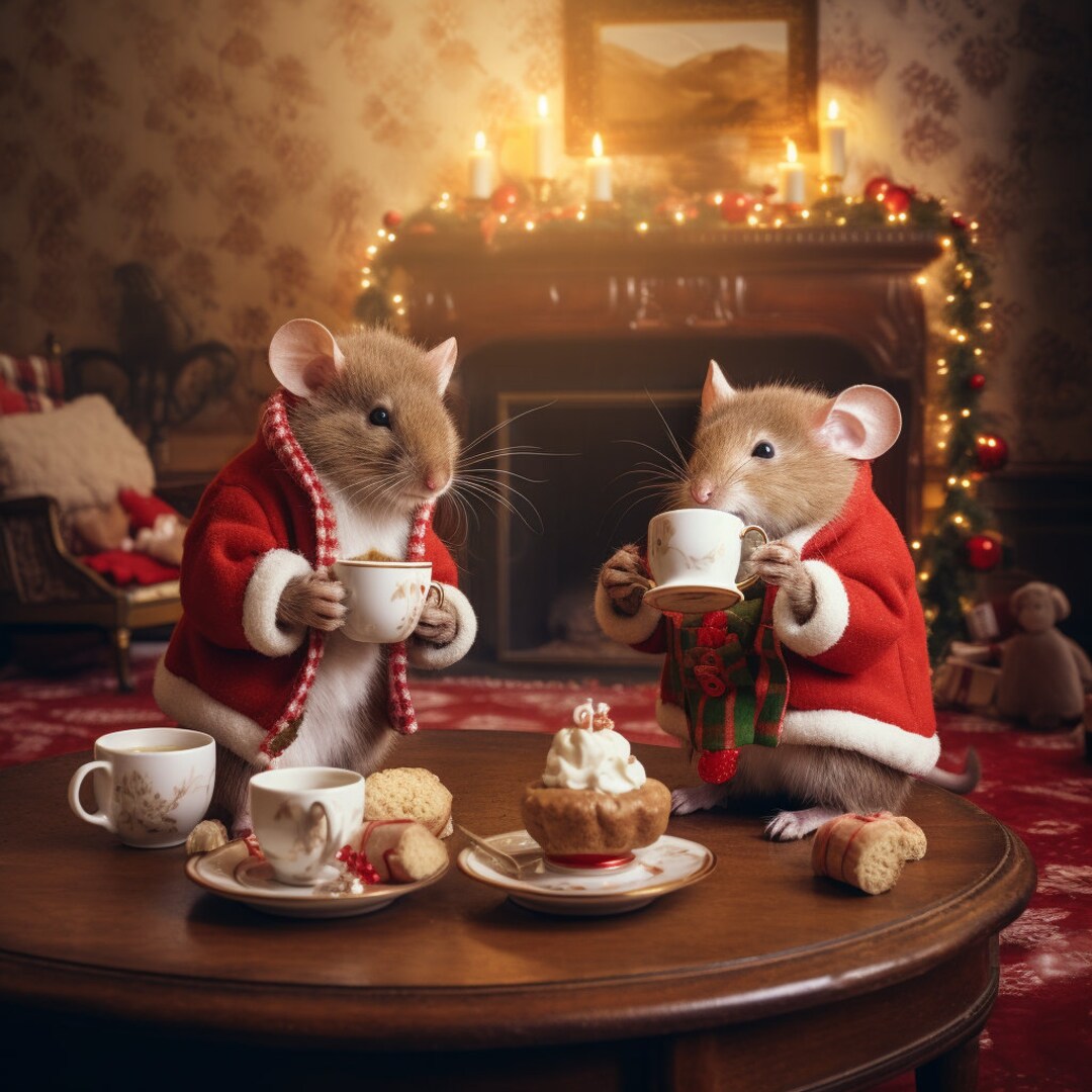 AI WEAR 5 Merry Holiday Mice at Teatime - Etsy