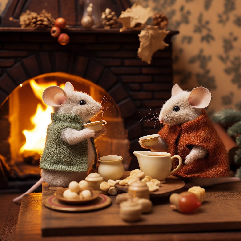 AI WEAR 5 Merry Holiday Mice at Teatime - Etsy