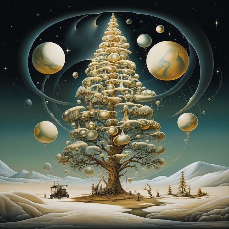 5 Surreal Salvador Dali Style Christmas Tree Digital Images! - Etsy