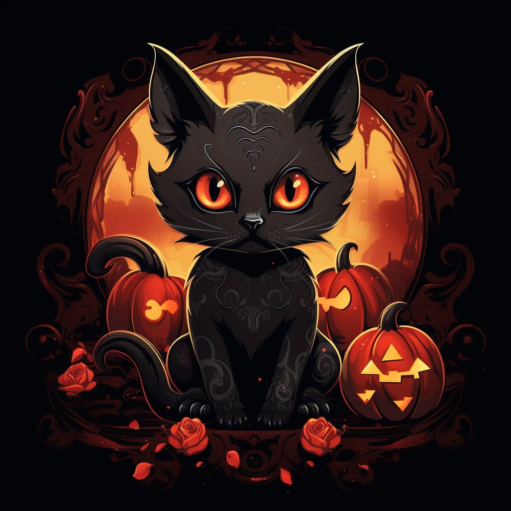 Four Adorably Spooky Black Cats for Halloween - Digital Downloads - Etsy