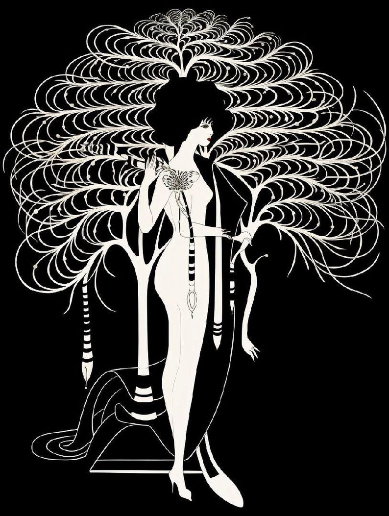 4 AMAZING Aubrey Beardsley Style Christmas Digital Images, Unique One ...