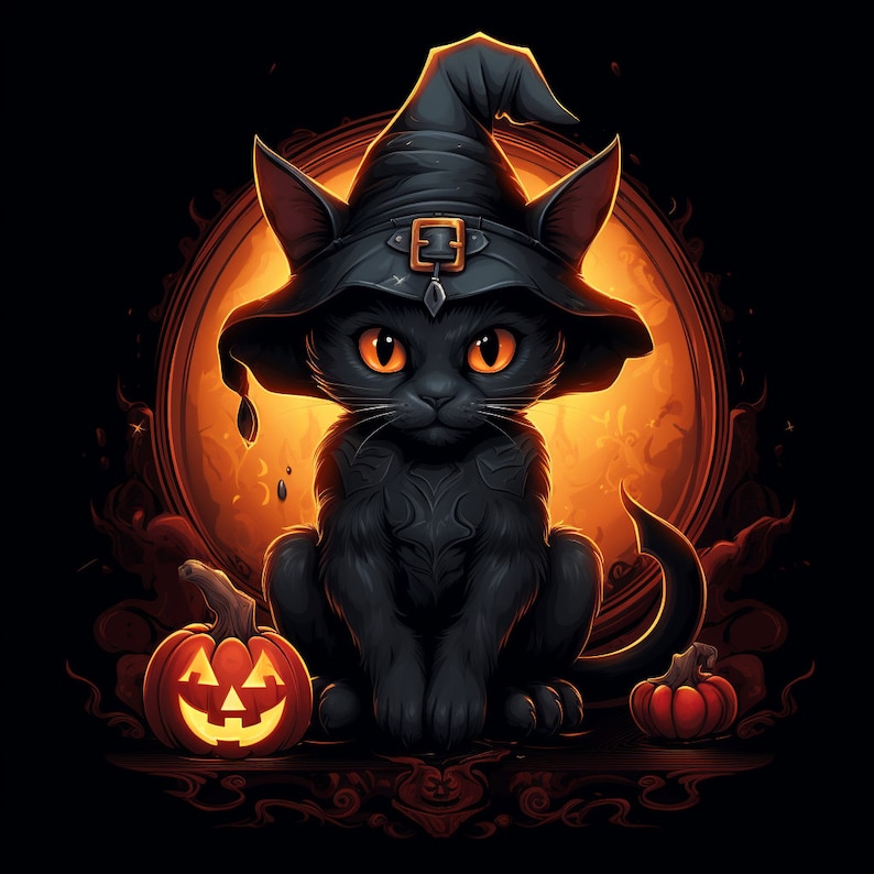 Four Adorably Spooky Black Cats for Halloween - Digital Downloads - Etsy