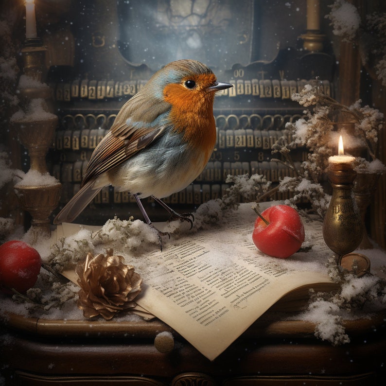 4 Charming Victorian Christmas Robins - Digital Images! - Etsy