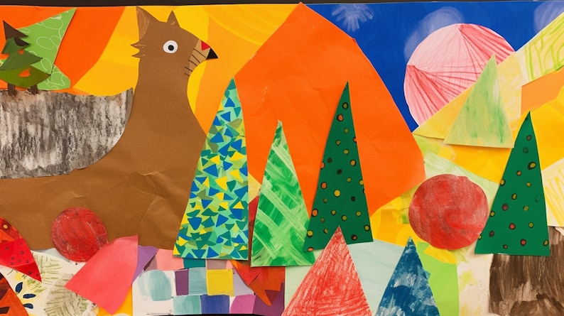 4 Eric Carle Style Rustic Christmas Collages Digital Images - Etsy