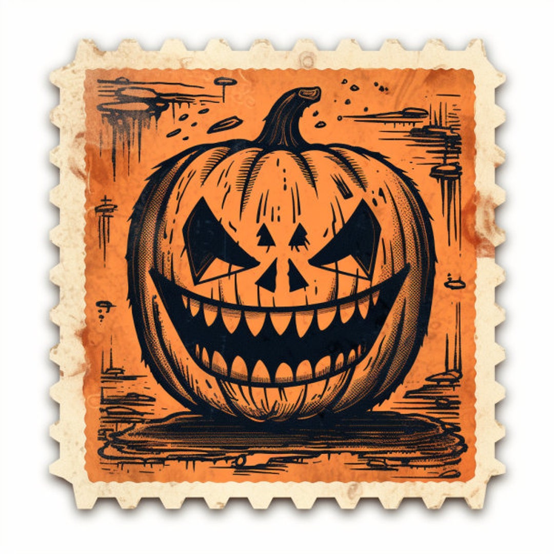 Four Spooky Halloween Stamps - Digital Images! - Etsy