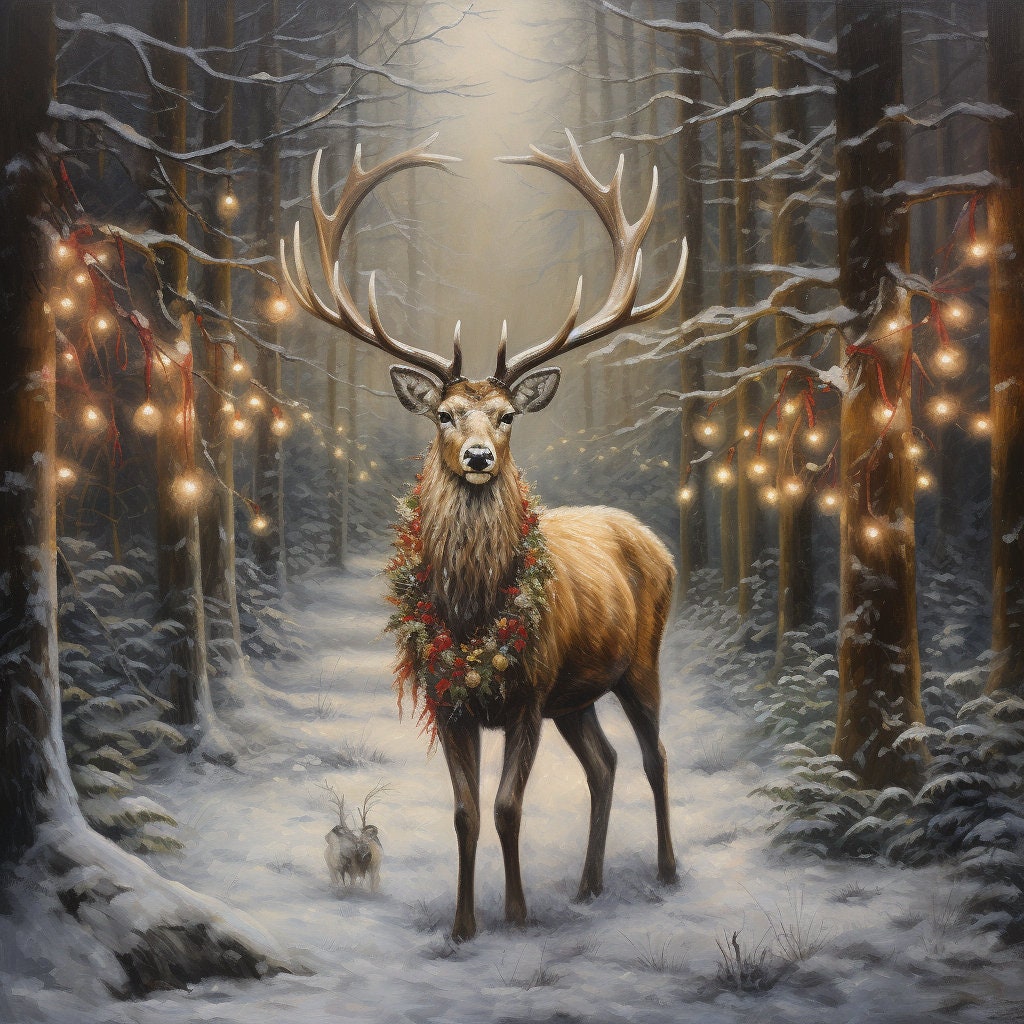 5 Majestic Christmas Stag Deer - Digital Images - Etsy