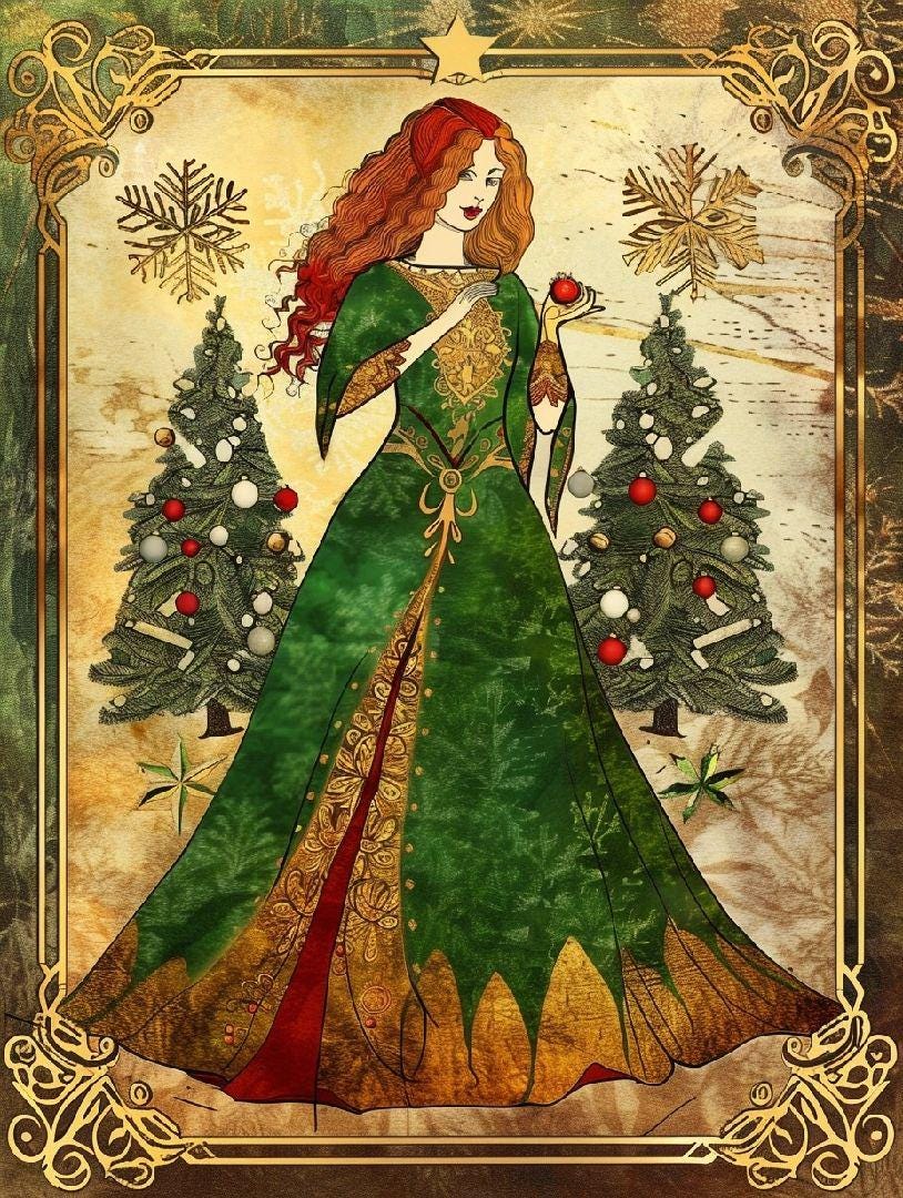 5 One of a Kind Medieval Style Christmas Queen Tarot Card Digital ...