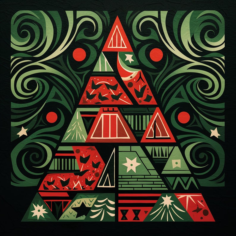 4 Cubist Christmas Tree Digital Images! - Etsy