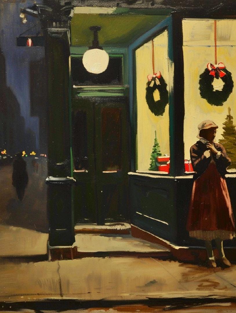 4 Edward Hopper Style Christmas Digital Images, Wall Art, Crafts, Cards ...