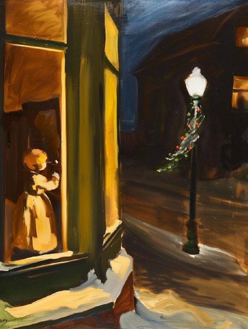 4 Edward Hopper Style Christmas Digital Images, Wall Art, Crafts, Cards ...