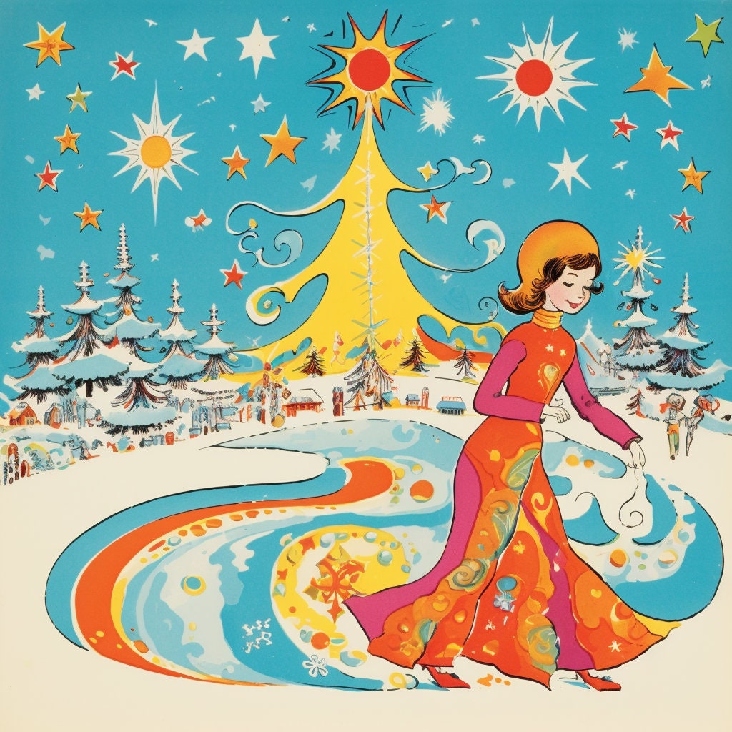 4 Groovy Peter Max Style Christmas Digital Images - Etsy