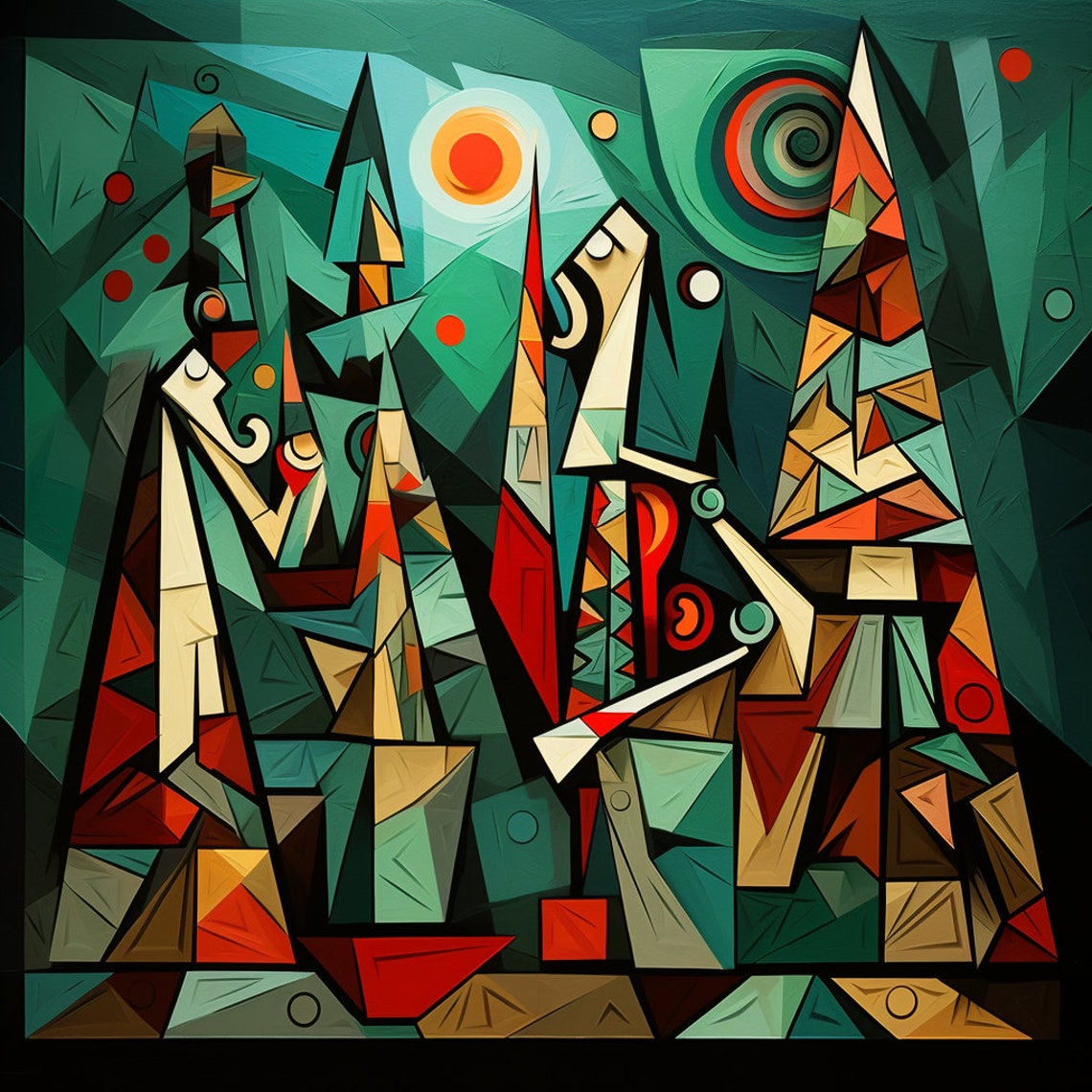 4 Cubism Christmas Scenes, Pablo Picasso Style! - Etsy