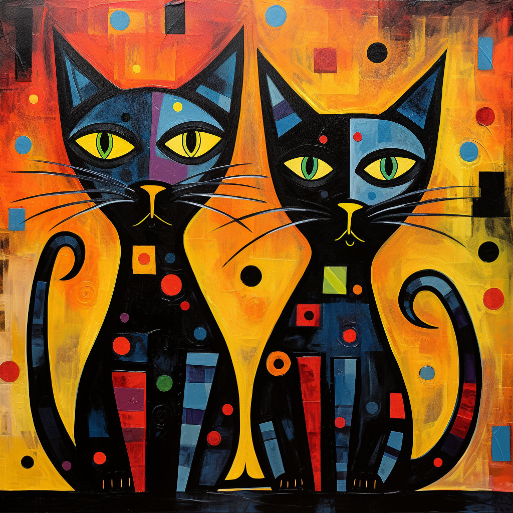 Four Spooky Halloween Black Cats Inspired by Pablo Picasso - Digital AI ...