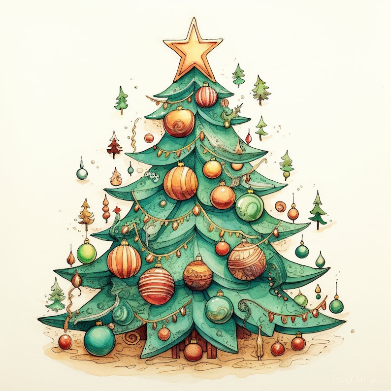 5 Unique Christmas Clipart Digital Images - Etsy