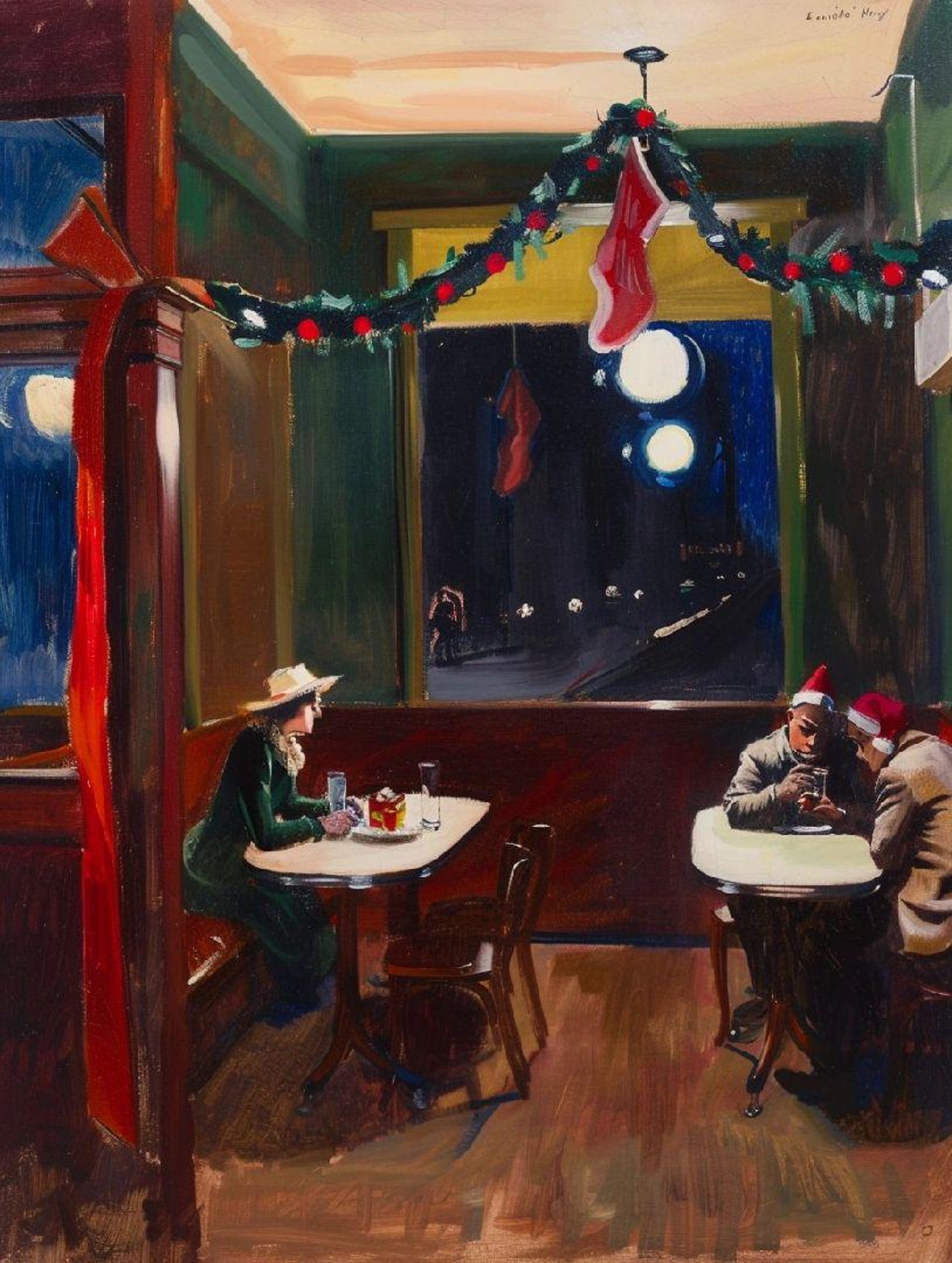 4 Edward Hopper Style Christmas Digital Images, Wall Art, Crafts, Cards ...
