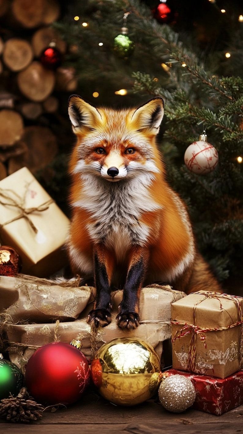 4 Gorgeous Christmas Fox Digital Images, Unique One-of-a-kind! - Etsy