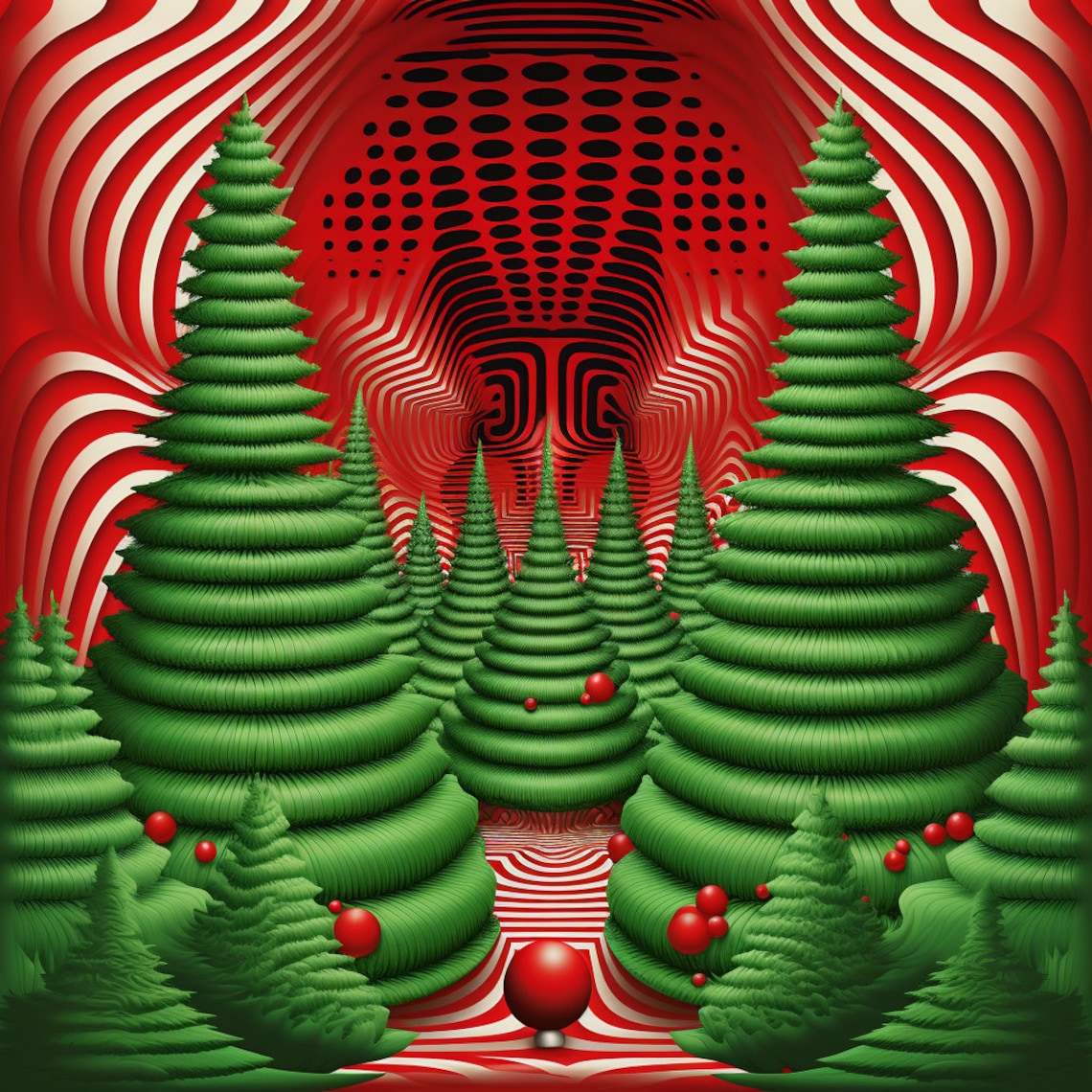 4 Unique & Trippy Op Art Christmas Tree Scenes - Digital Images - Etsy