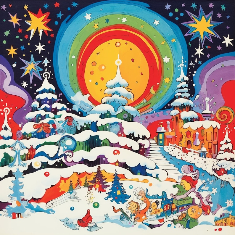 4 Groovy Peter Max Style Christmas Digital Images - Etsy