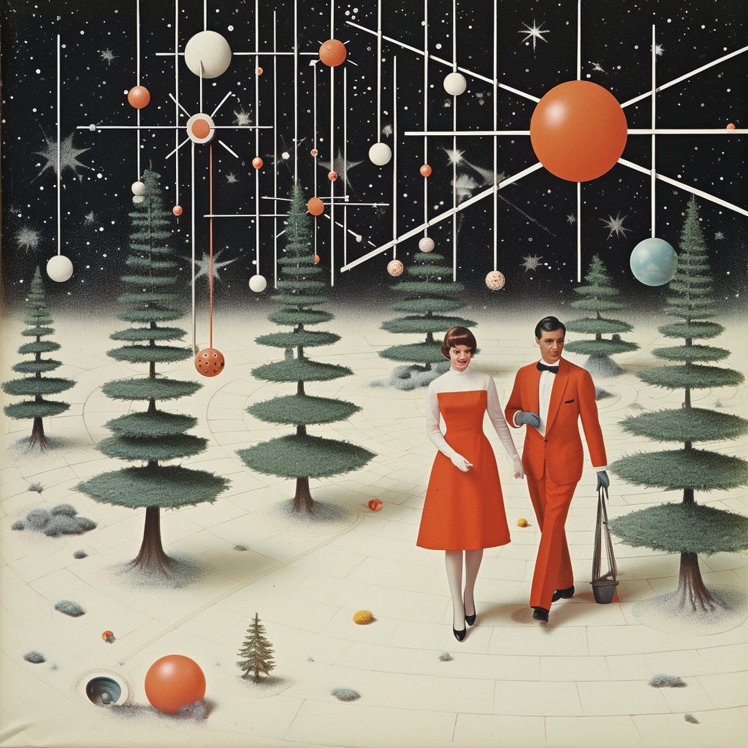 4 Spacey 1960s Christmas Card Digital Images - Etsy