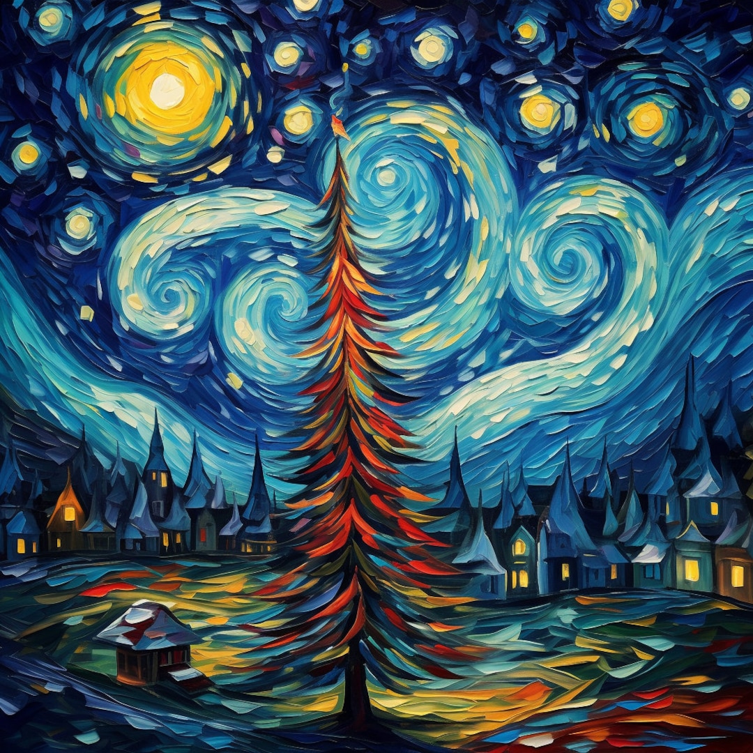 4 Van Gogh-inspired Christmas Tree Digital Images - Etsy