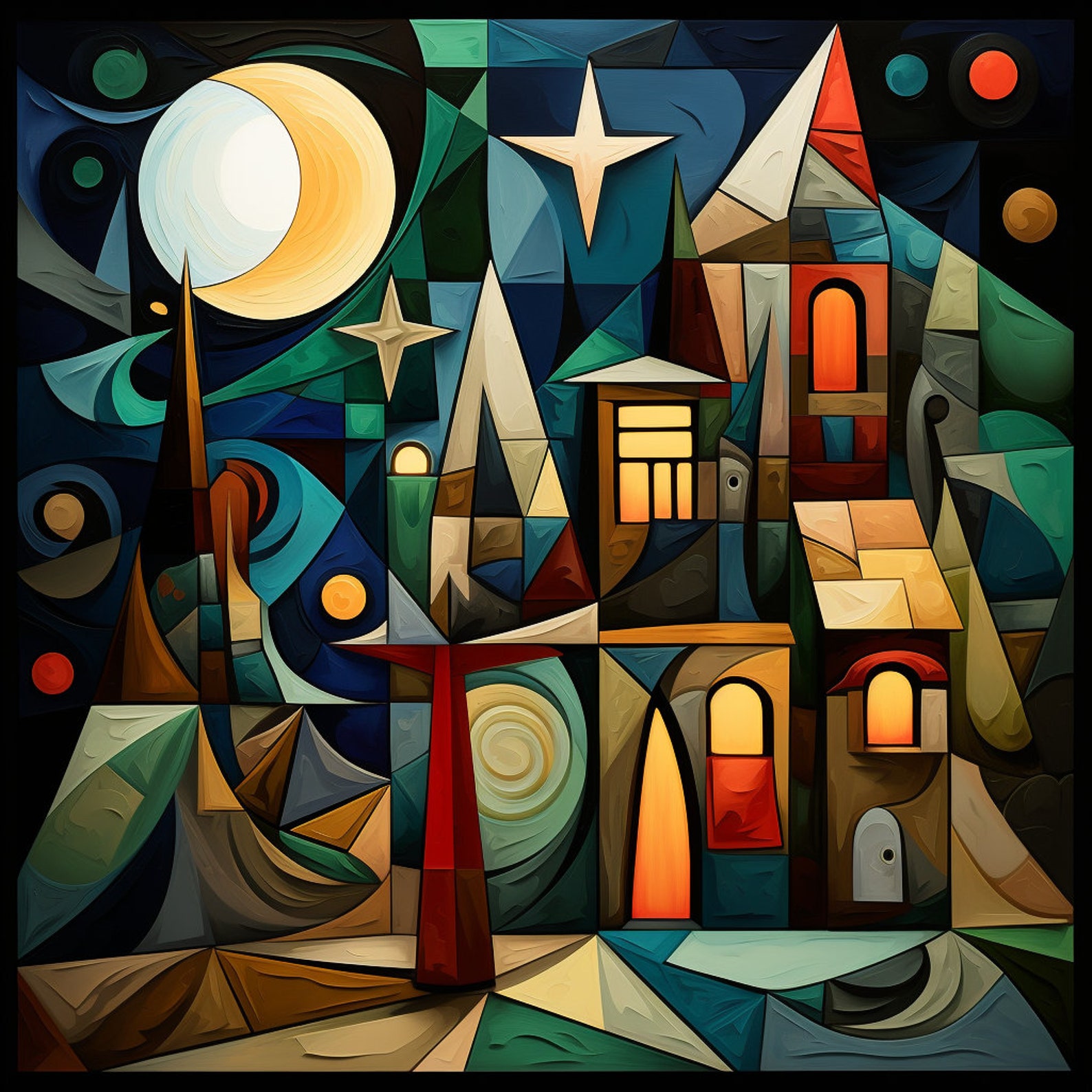 4 Cubism Christmas Scenes, Pablo Picasso Style! - Etsy