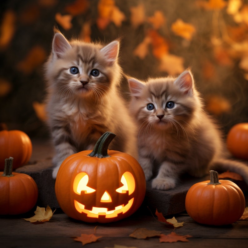 4 Adorable Autumn Kittens - Digital Images - Etsy