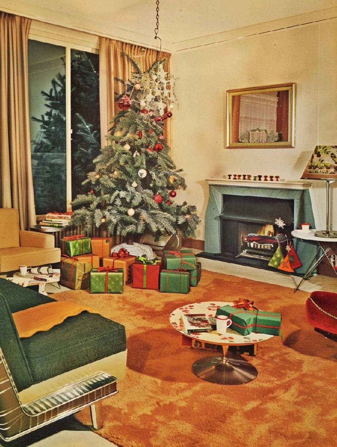 4 60s Vintage Christmas Scenes, Vintage, Wall Art, Crafts, Cards, 1960s ...