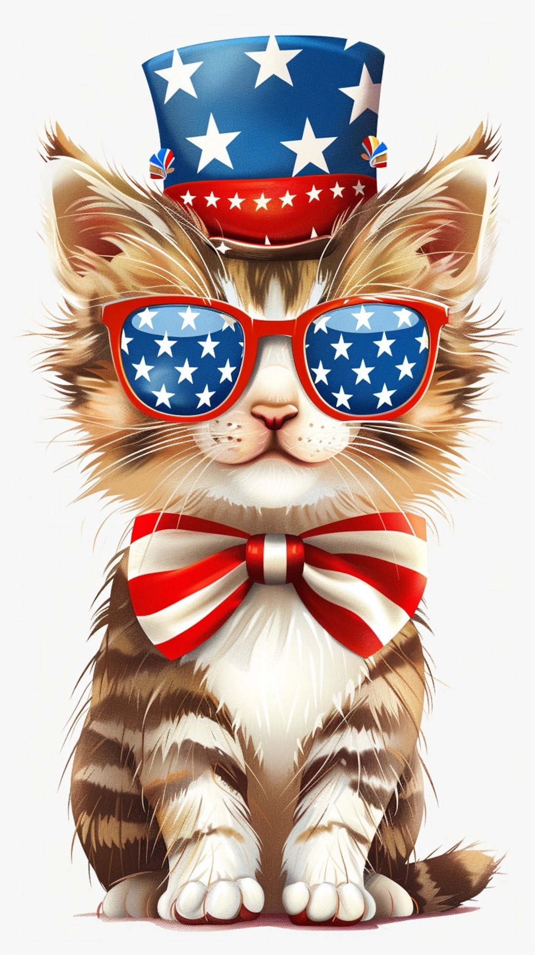 4 Adorable July 4th Kitties! Digital Images - Etsy