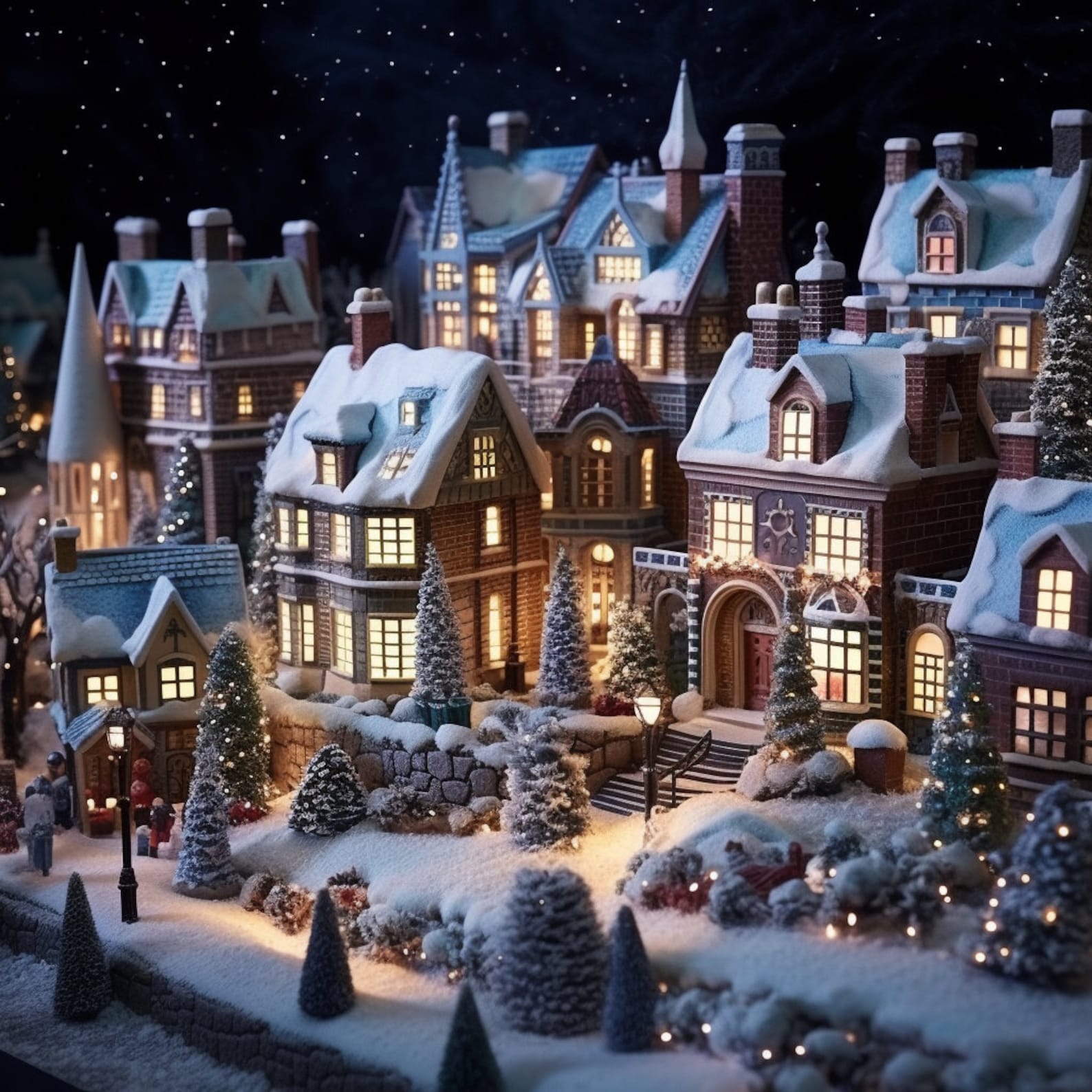 Miniature Christmas Village - 4 Digital Images - Etsy