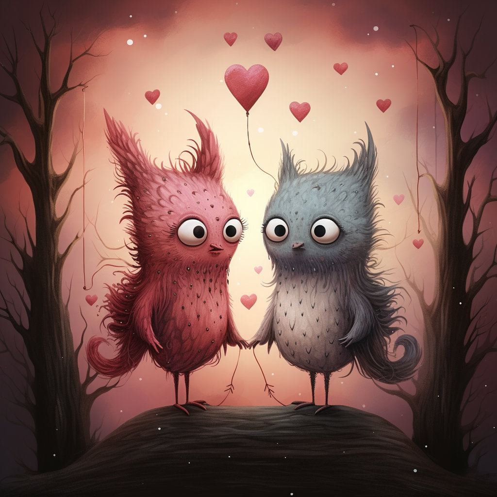 4 Whimsical Valentines Critters Digital Images 3 - Etsy