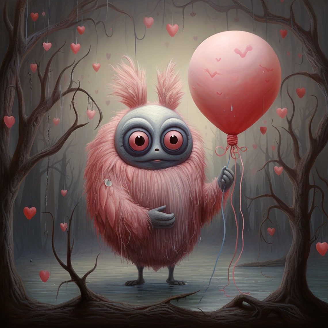 5 Whimsical Valentines Critters Digital Images! 1 - Etsy