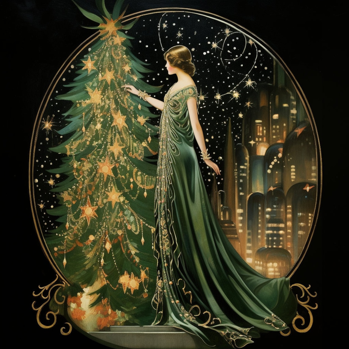 4 Art Deco Inspired Christmas Digital Images! - Etsy