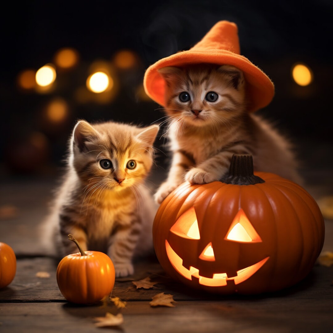 4 Adorable Autumn Kittens - Digital Images - Etsy
