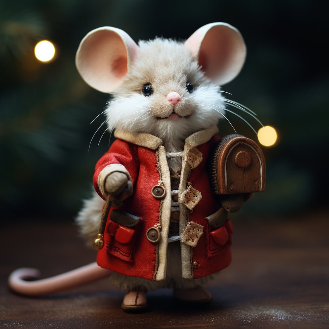 4 Santa Mice - Digital Images - Etsy